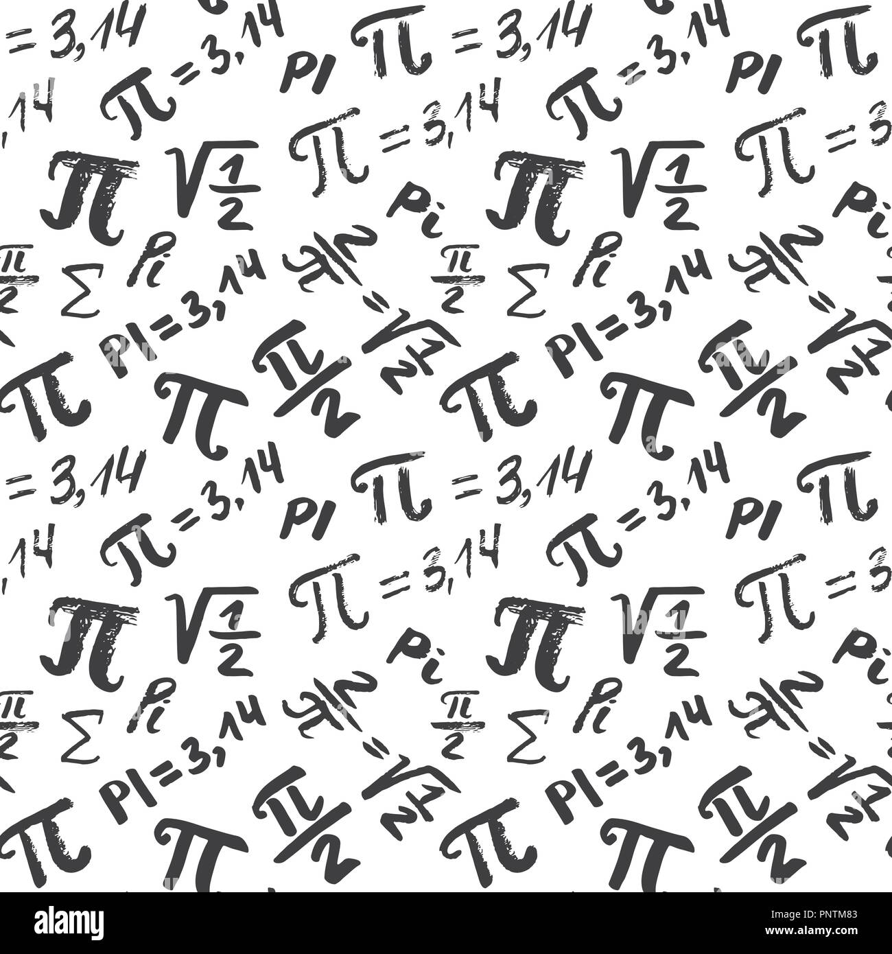 Pi symbol seamless pattern vector illustration. Hand drawn sketched ...