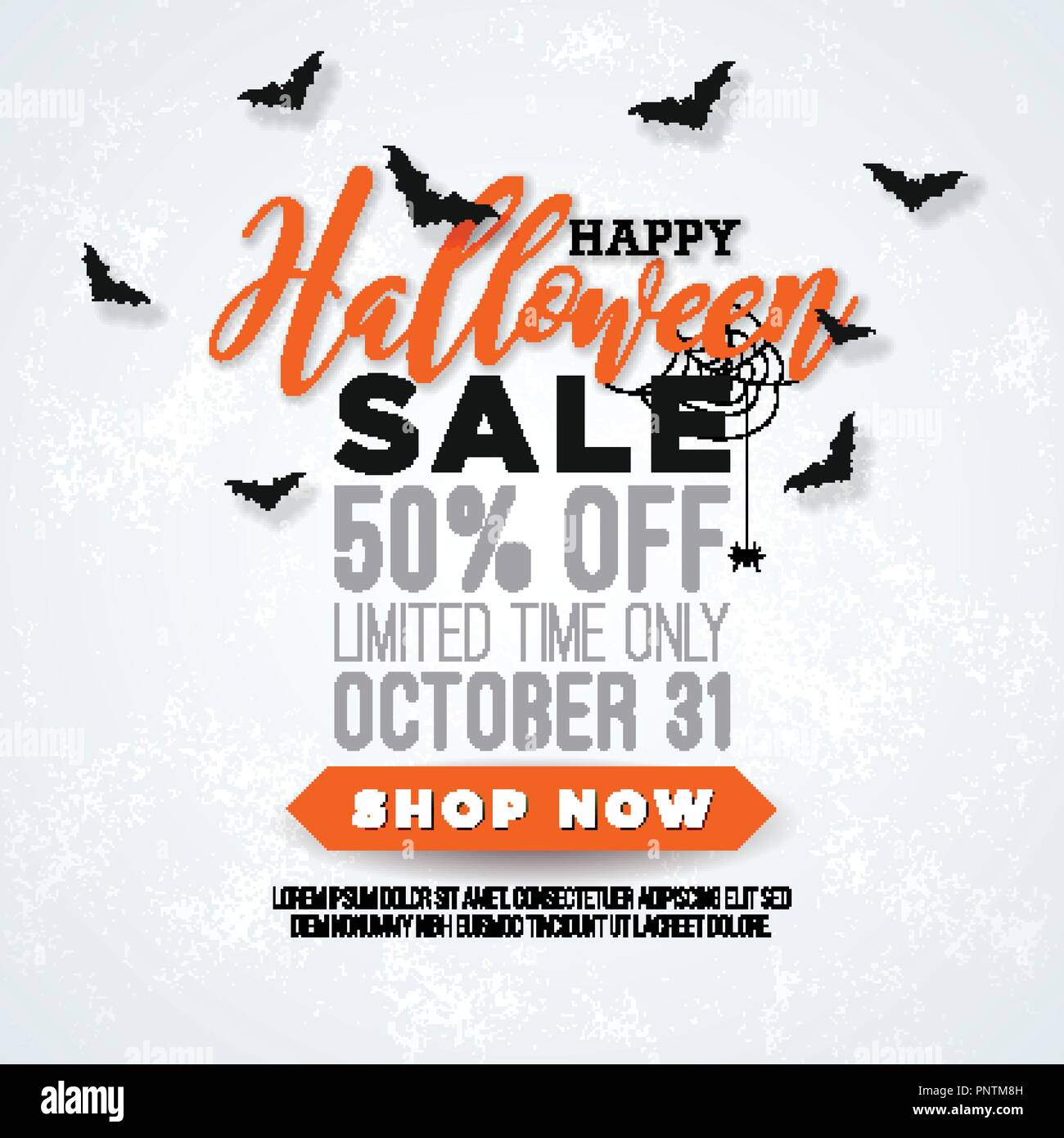 Halloween Sale vector illustration with spider, bats and lettering on ...
