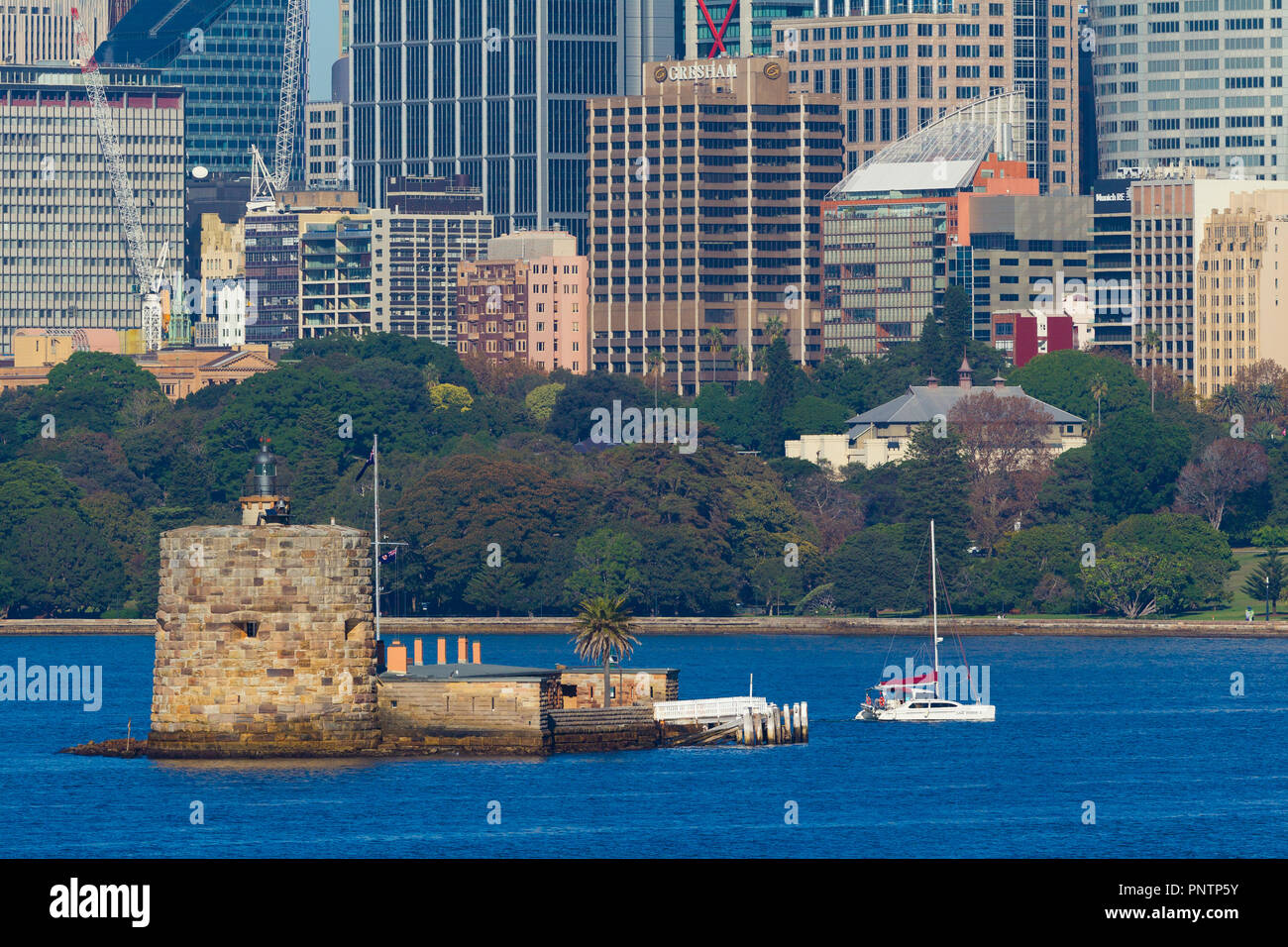 Fort Denison and the City of Sydney, Australia, seen across Sydney ...