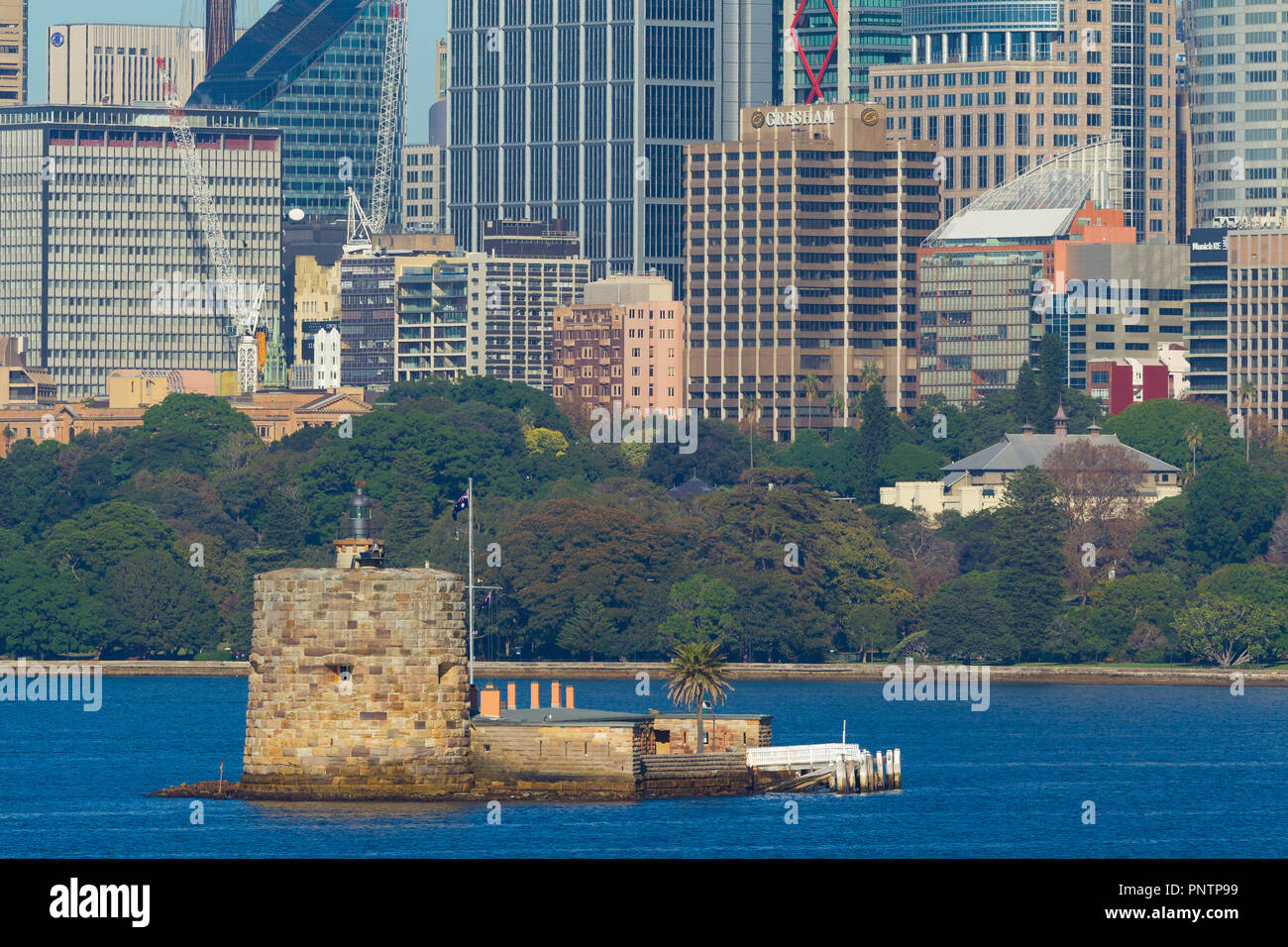 Fort Denison and the City of Sydney, Australia, seen across Sydney ...