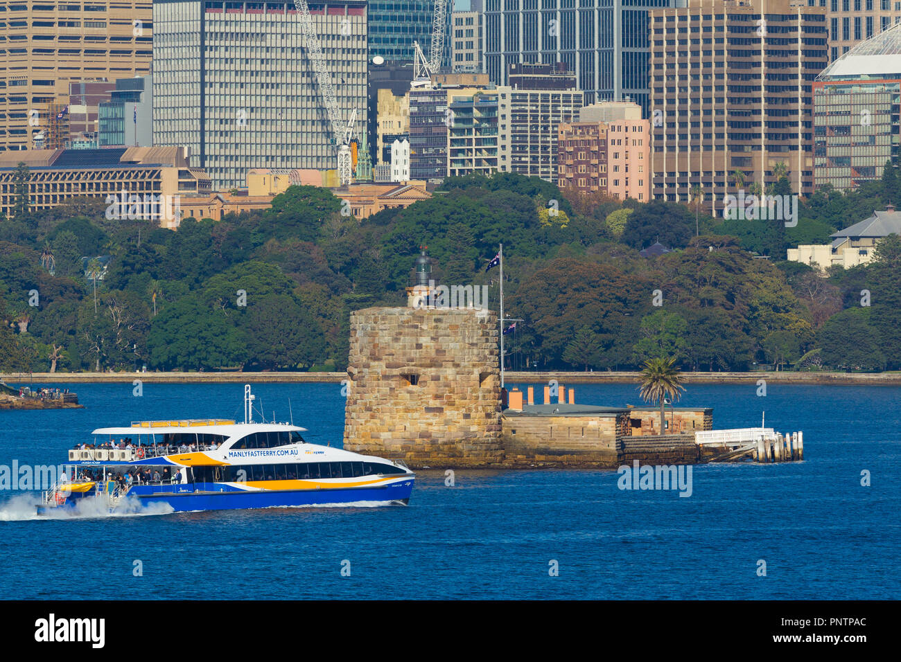 Fort Denison and the City of Sydney, Australia, seen across Sydney ...