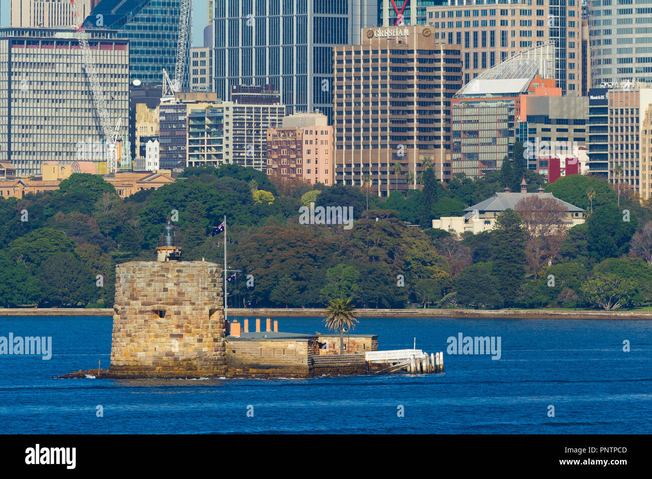 Fort Denison and the City of Sydney, Australia, seen across Sydney ...