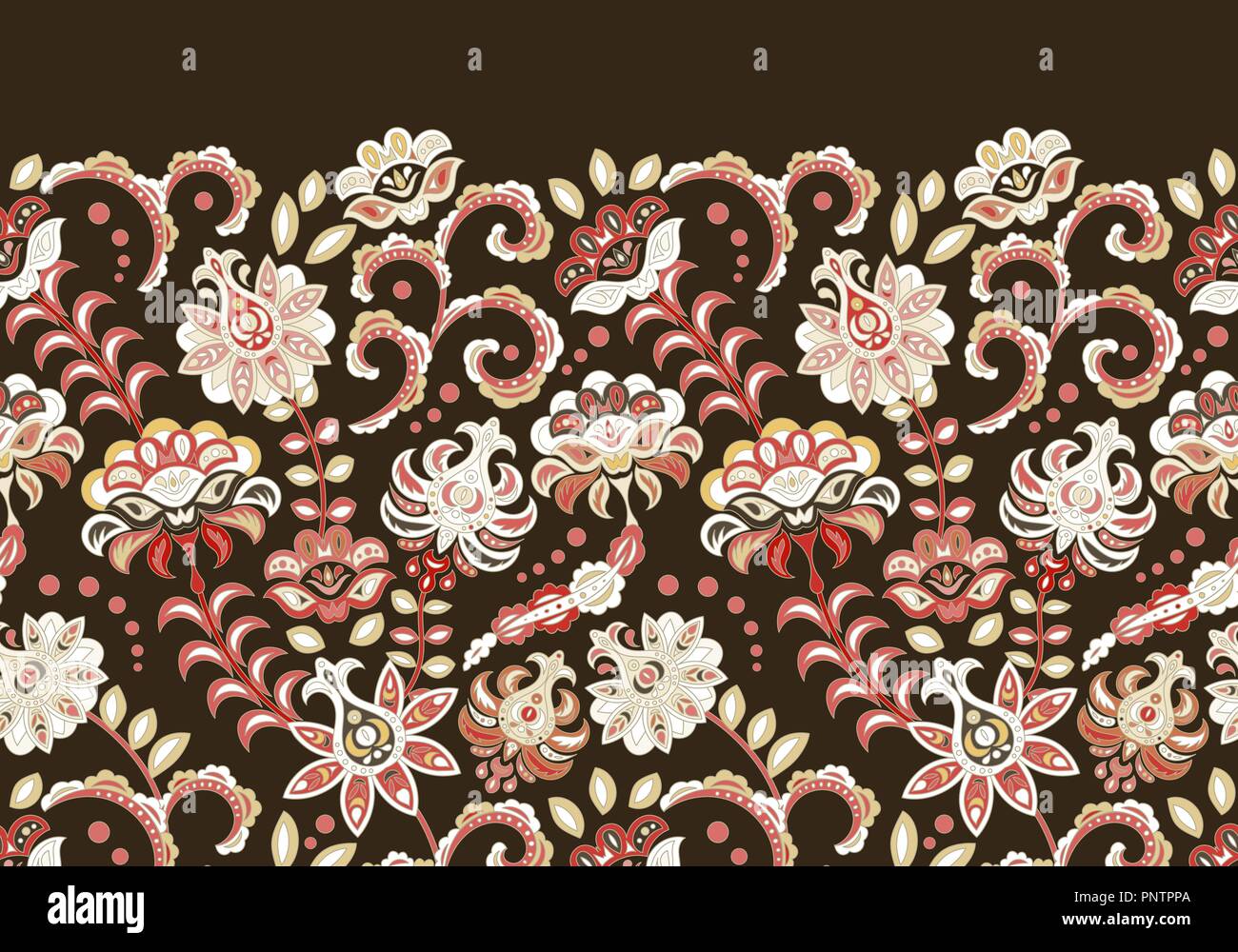 Handcrafted motifs - seamless floral border with stylized flowers ...