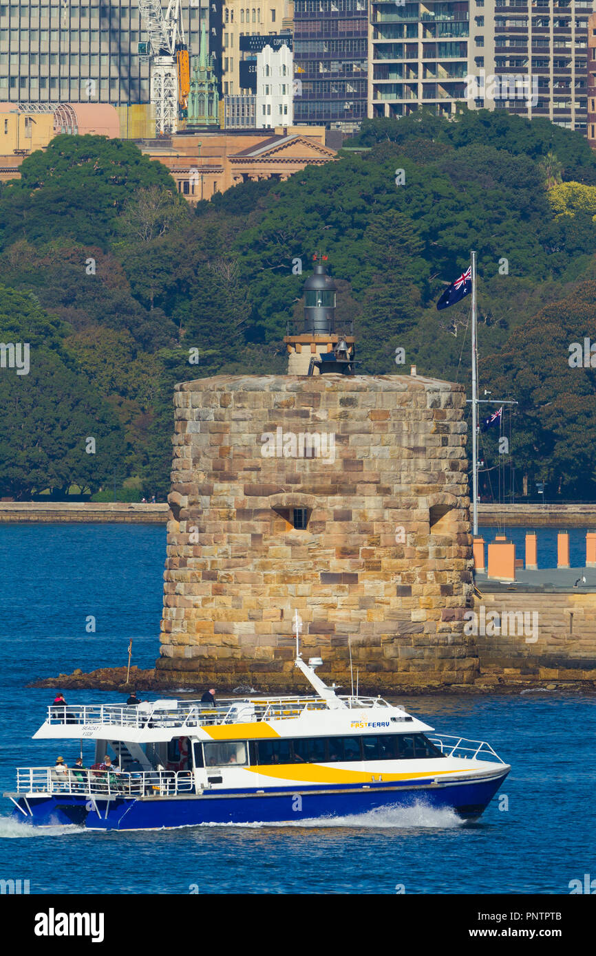 Fort Denison and the City of Sydney, Australia, seen across Sydney ...