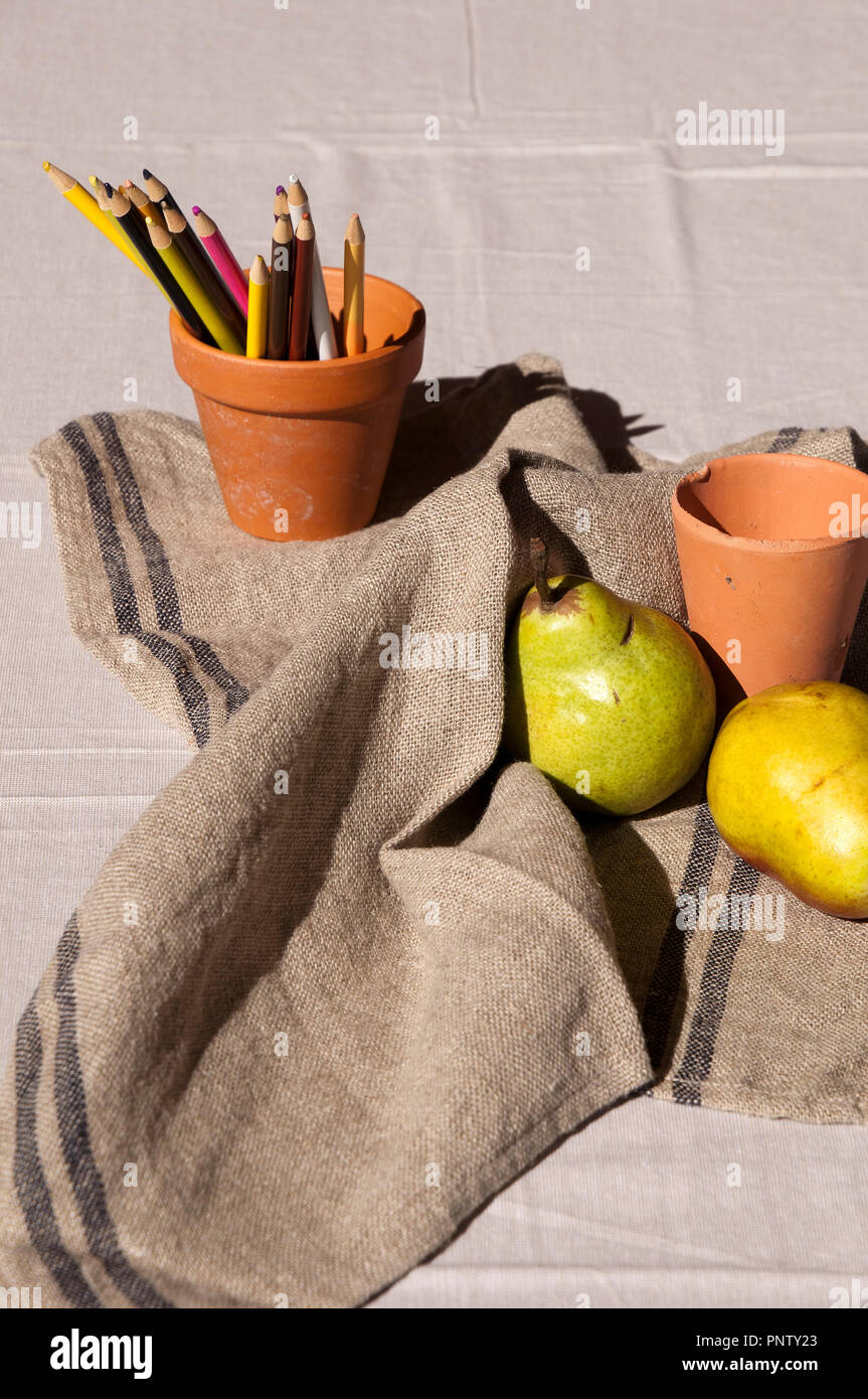 Sydney Australia, objects arranged on table for art class Stock Photo ...