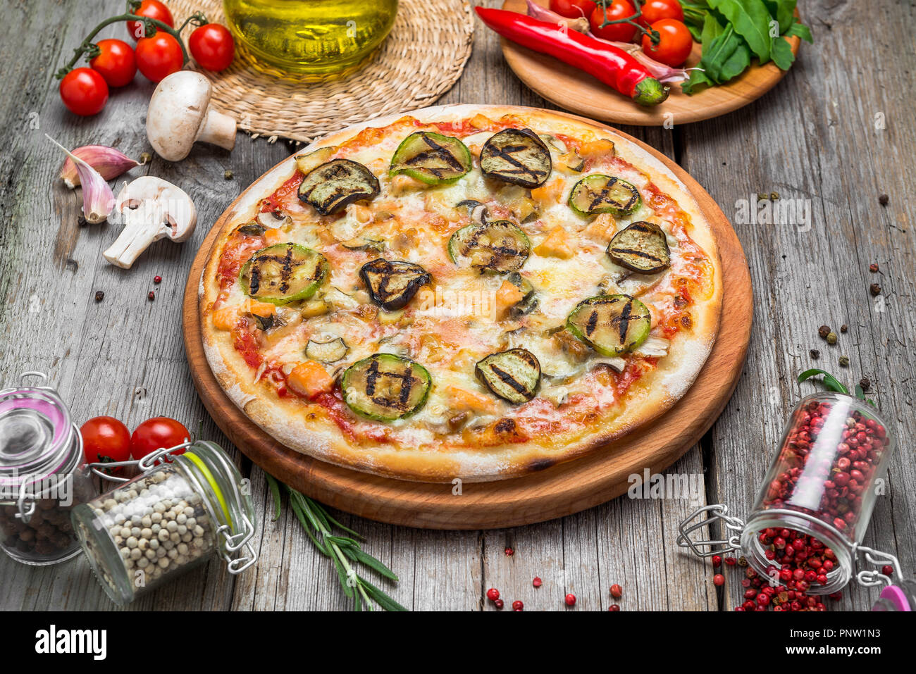 Pizza with tomatoes, mozzarella cheese. Delicious italian pizza Stock ...
