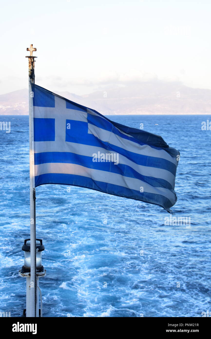 Greek flag on ferry hi-res stock photography and images - Alamy