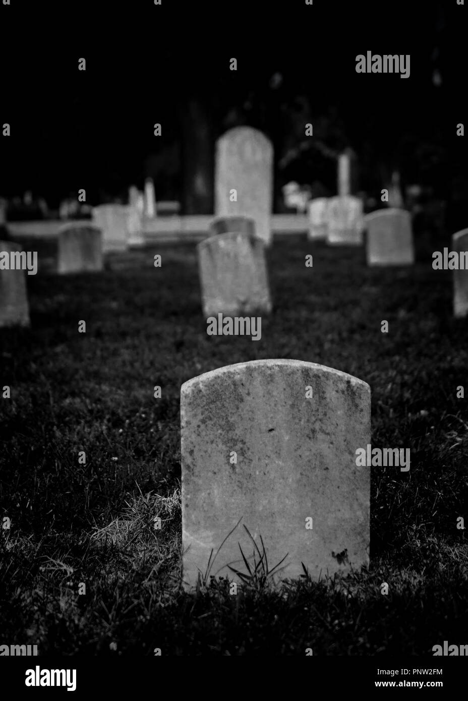 Spooky cemetary night Black and White Stock Photos & Images - Alamy