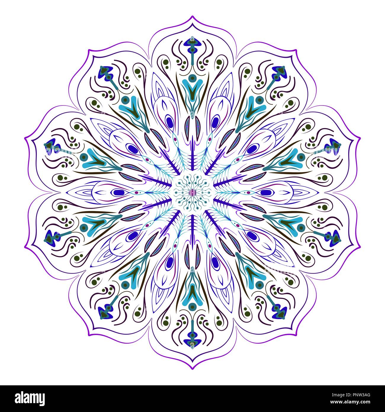 Mandala pattern on purple Cut Out Stock Images & Pictures - Alamy