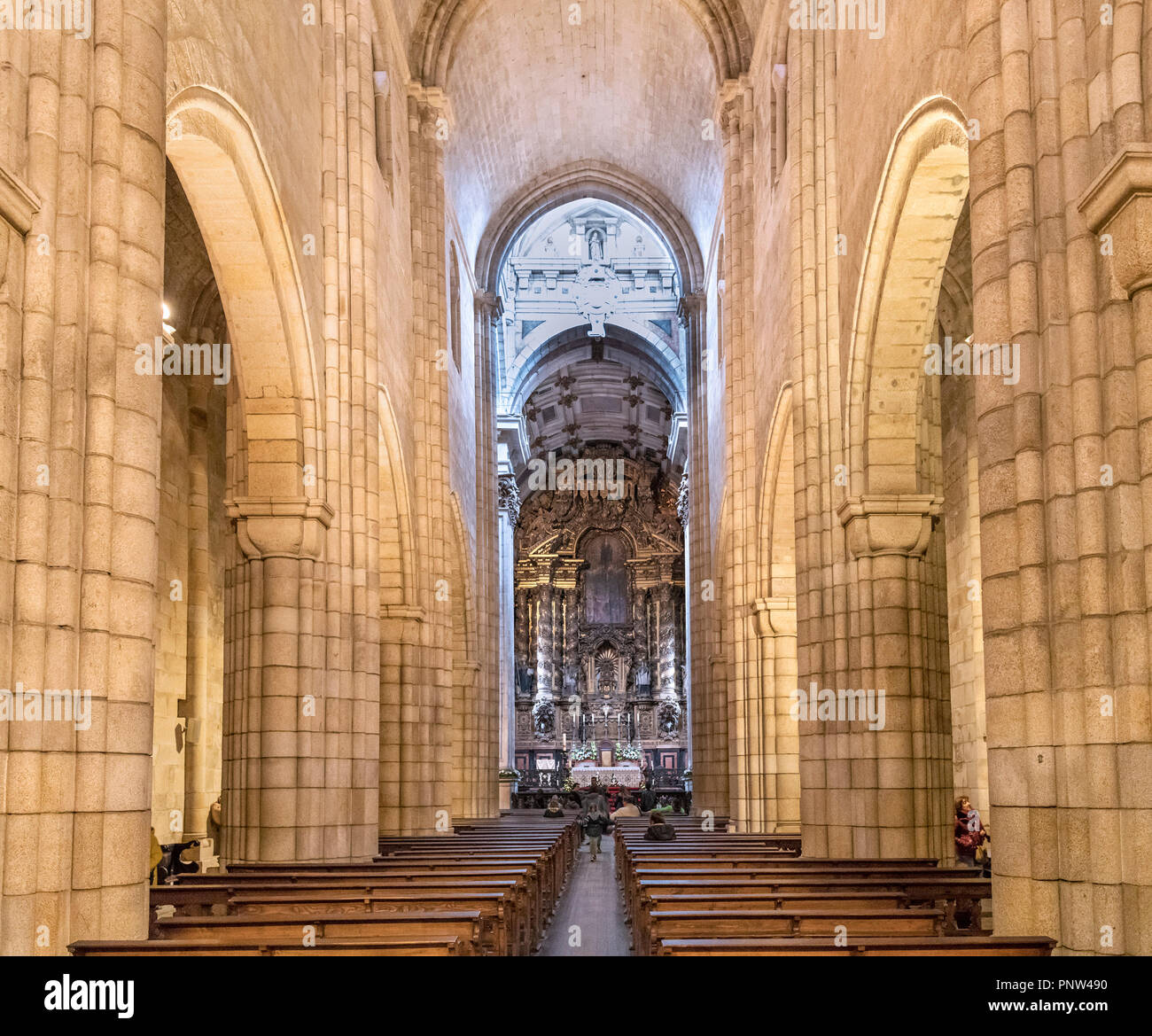 Nave in Porto Cathedral ( Se do Porto ), Porto, Portugal Stock Photo ...