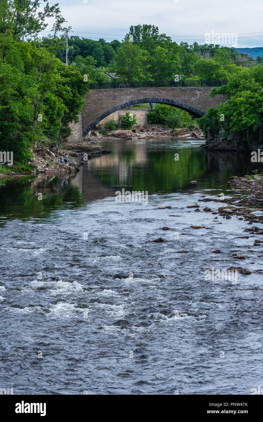 A bridge crossing over the Ausable River in northern New York state ...