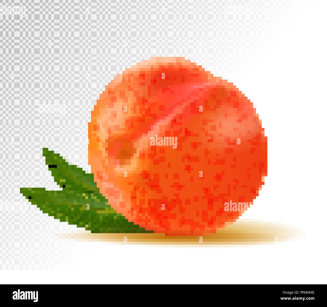 Realistic Ripe Peach with Leaf on White Background, Isolated Sweet ...