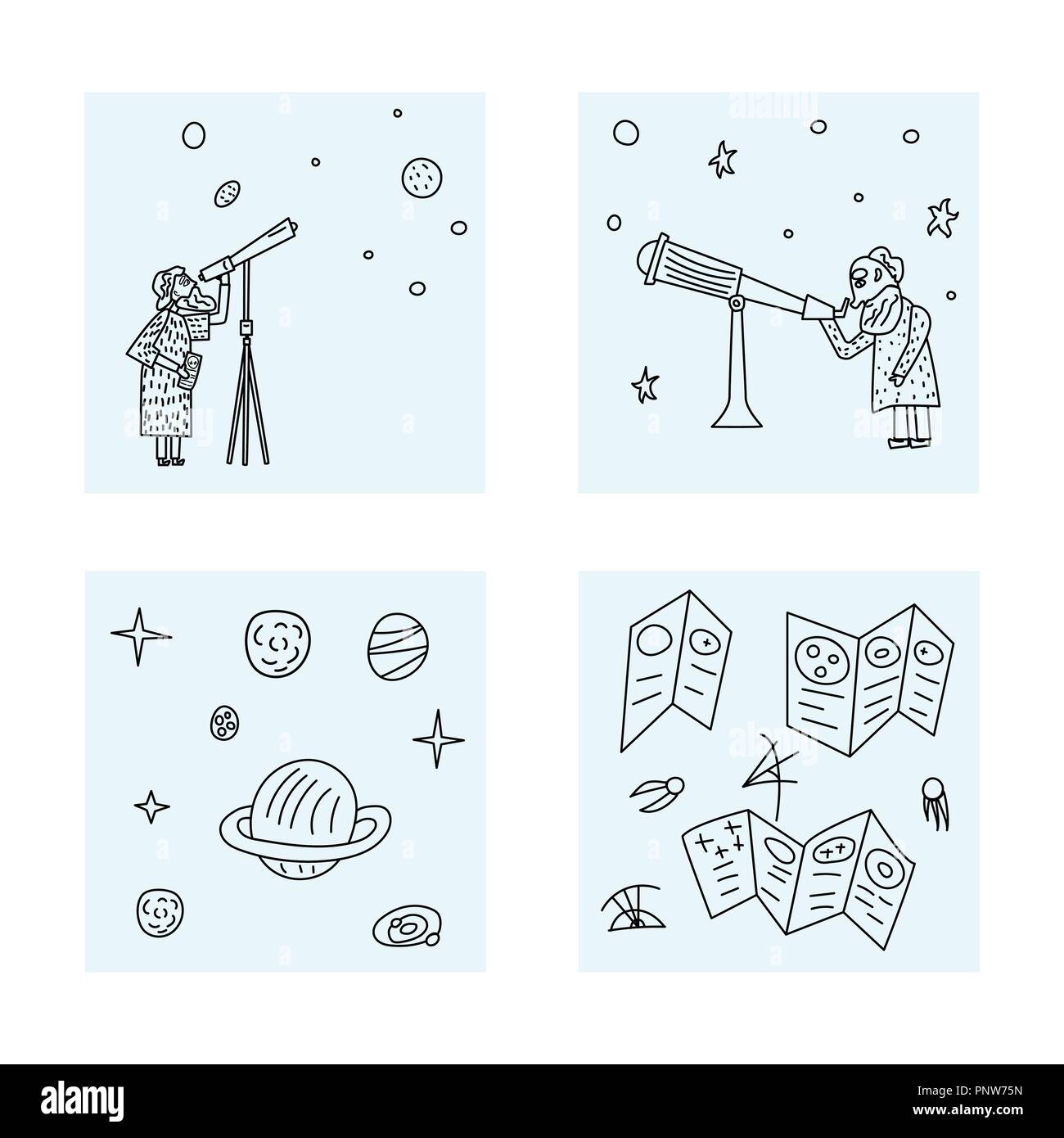 Vector design of astronomer and astronomic objects Stock Vector Image ...