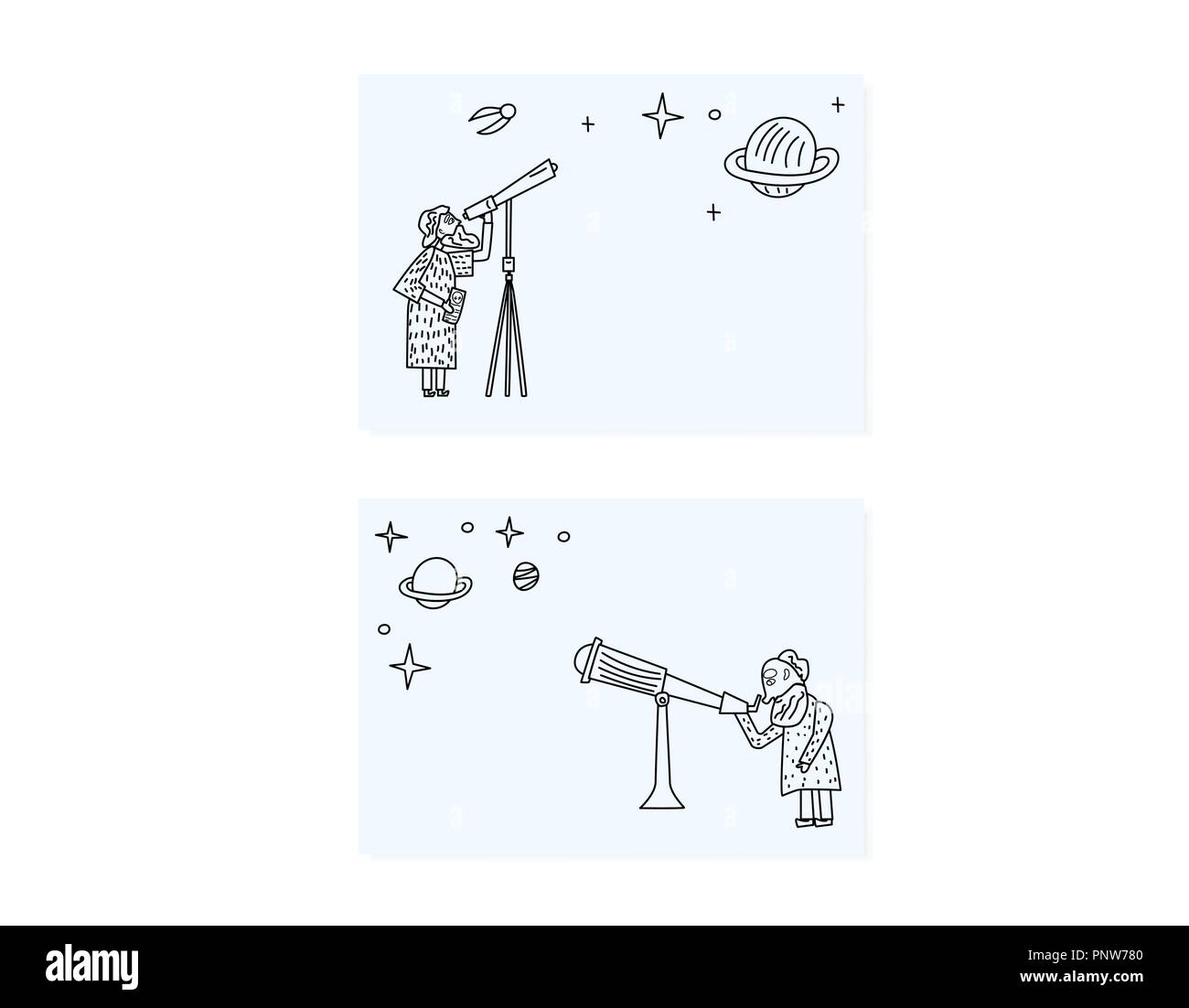 Vector design of astronomer and astronomic objects Stock Vector Image ...