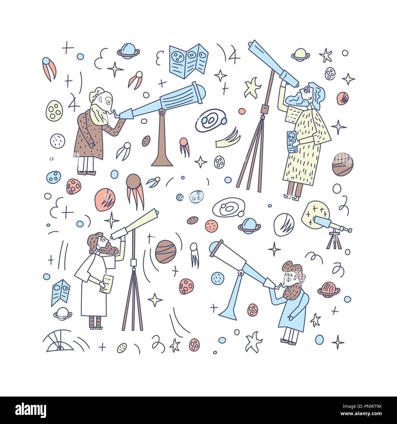 Vector design of astronomer and astronomic objects Stock Vector Image ...
