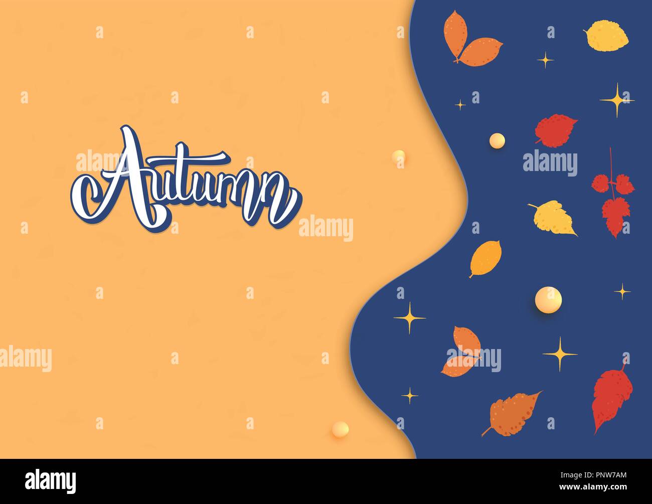 Autumn template. Handwritten lettering with leaves decoration. Elements ...