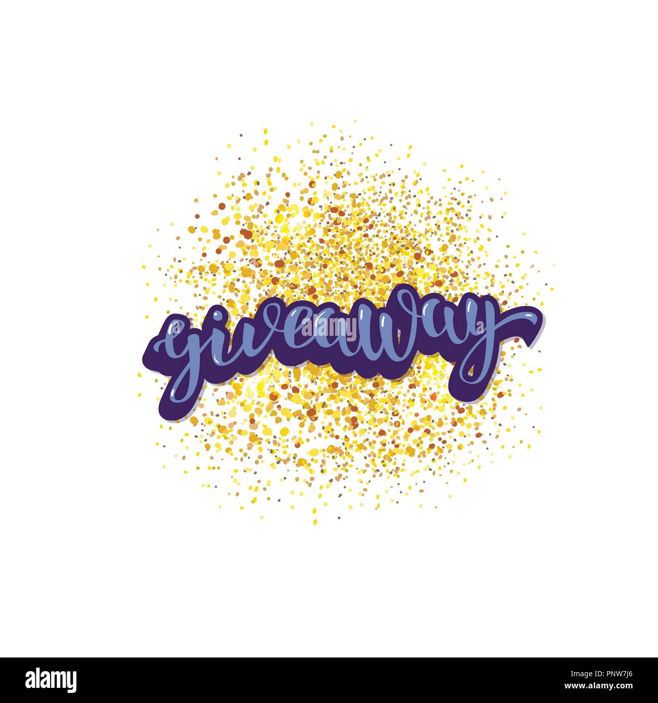 Giveaway handwritten lettering with gold glitter decoration. Sticker ...