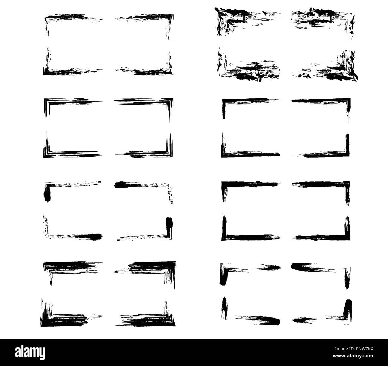 Collection of geometric empty borders. Black rectangle grunge frames ...