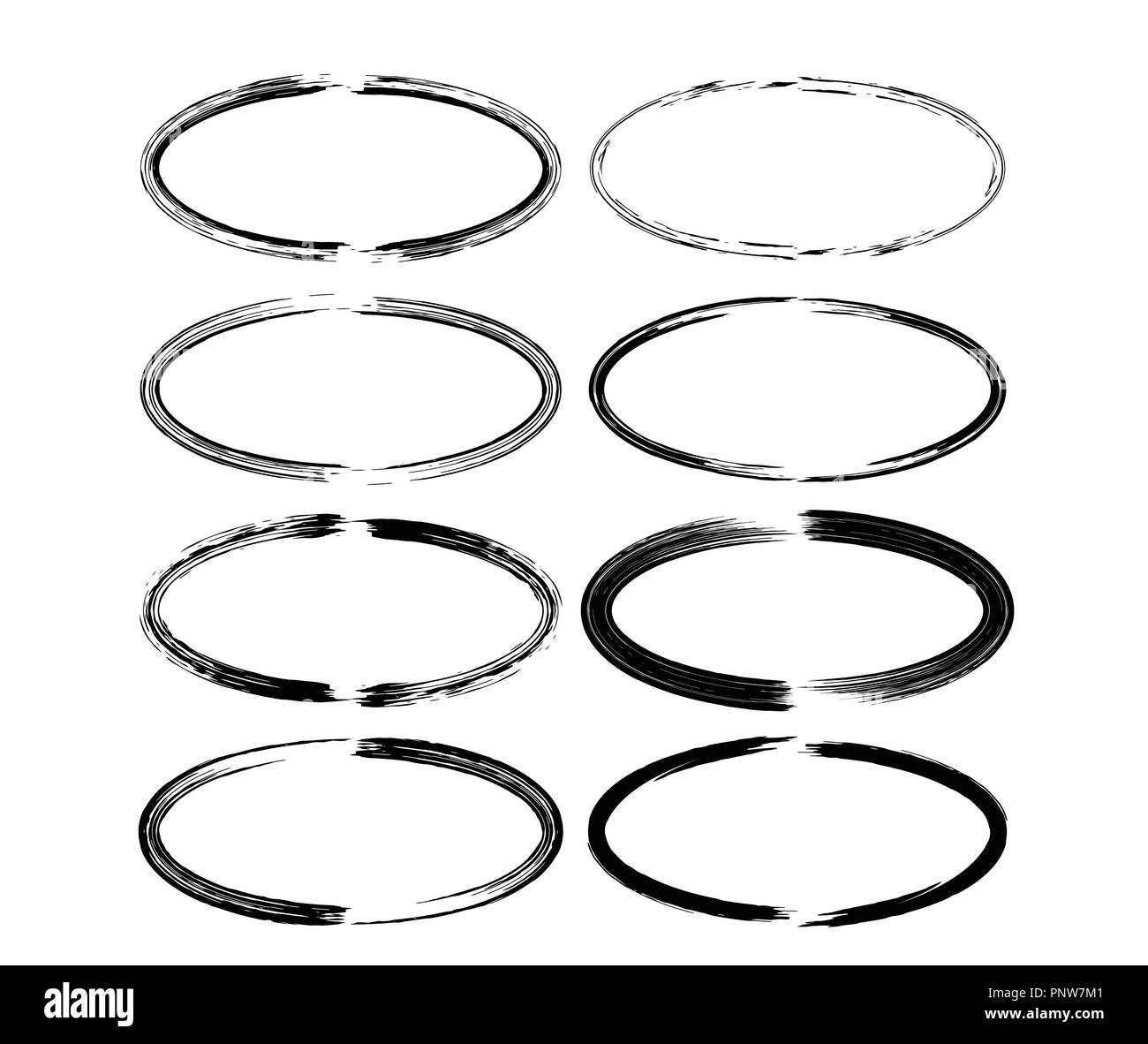 Empty circlular borders isolated. Set of oval grunge frames. Vector ...