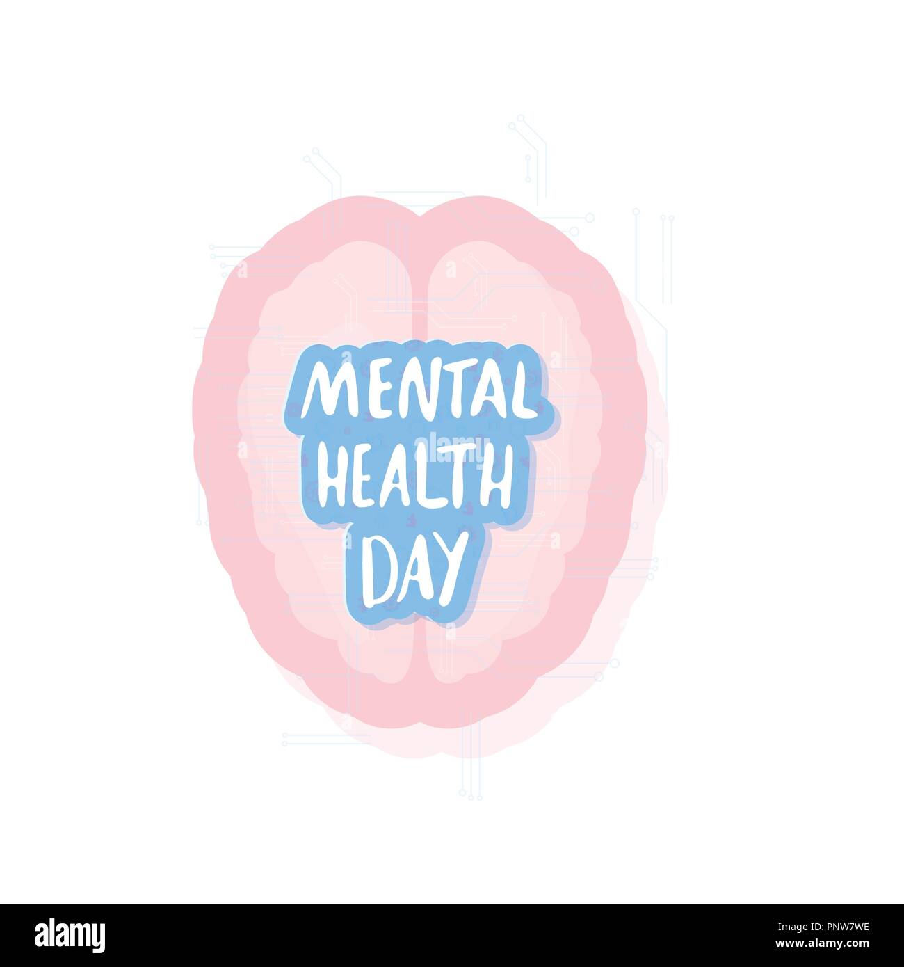 Mental Health Day. Vector handwritten lettering with human brain ...