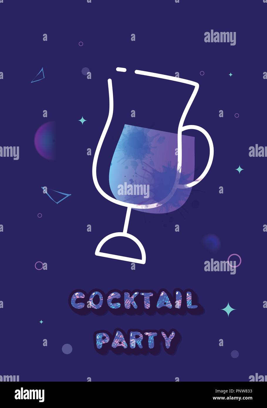 Cocktail party banner template with drink glass. Holiday banner with ...