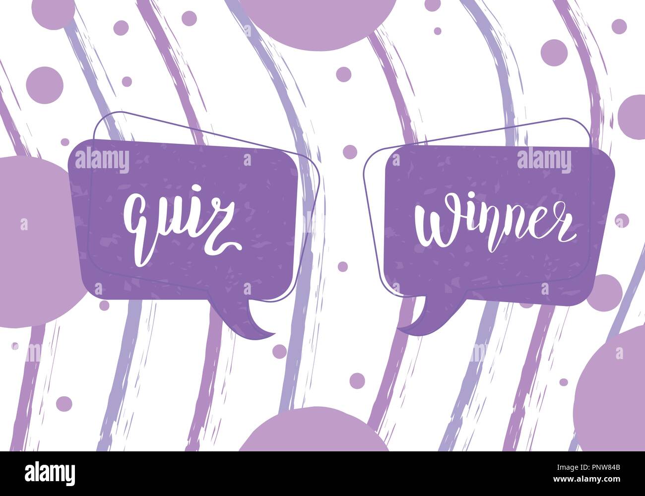 Quiz and Winner quotes. Handwritten lettering with speech bubble ...