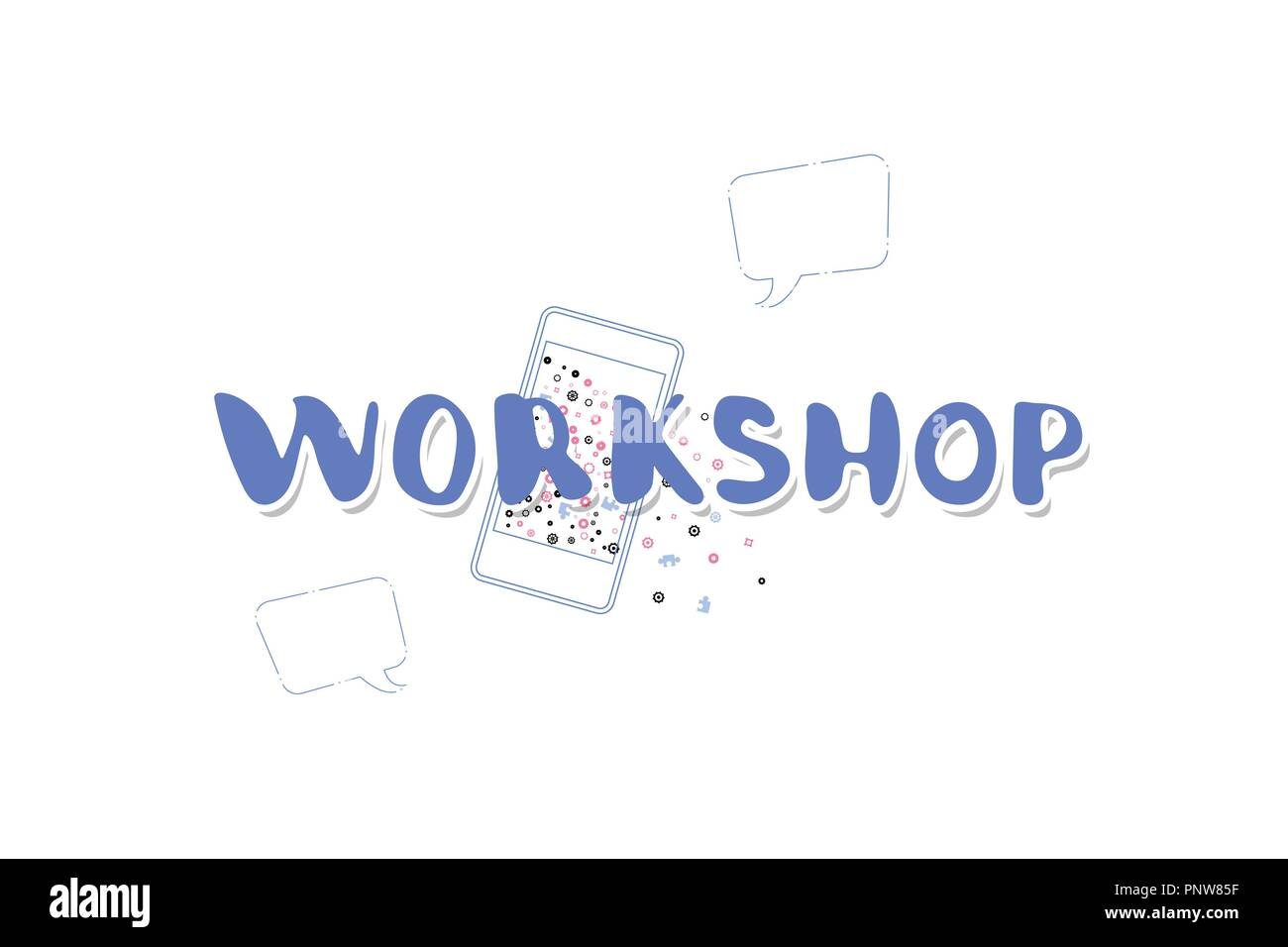 Workshop announcement composition. Template with handwritten lettering ...