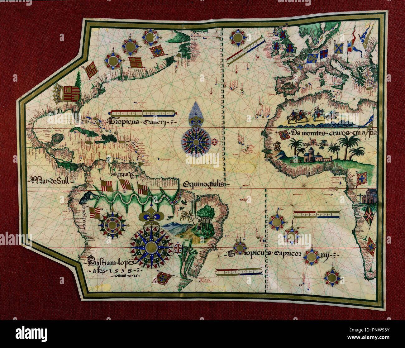 PORTULANO 1558- EUROPA-AFRICA Y AMERICA CON EL RIO AMAZONAS- COPIA ...