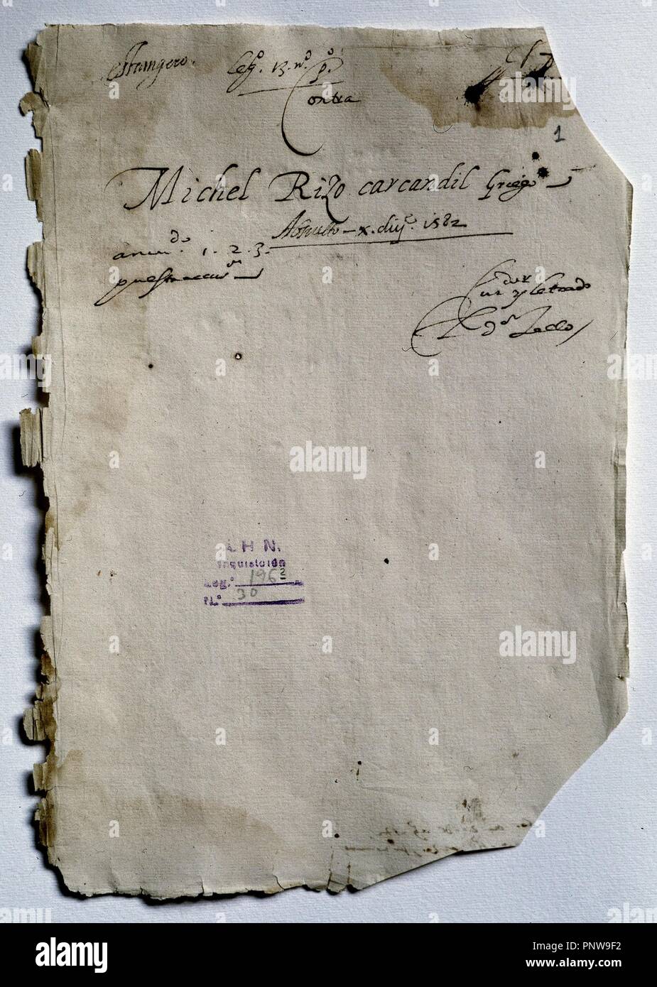 INQUISICION - DOCUMENTOS DEL PROCESO CONTRA MIGUEL RIZO - SIGLO XVI ...