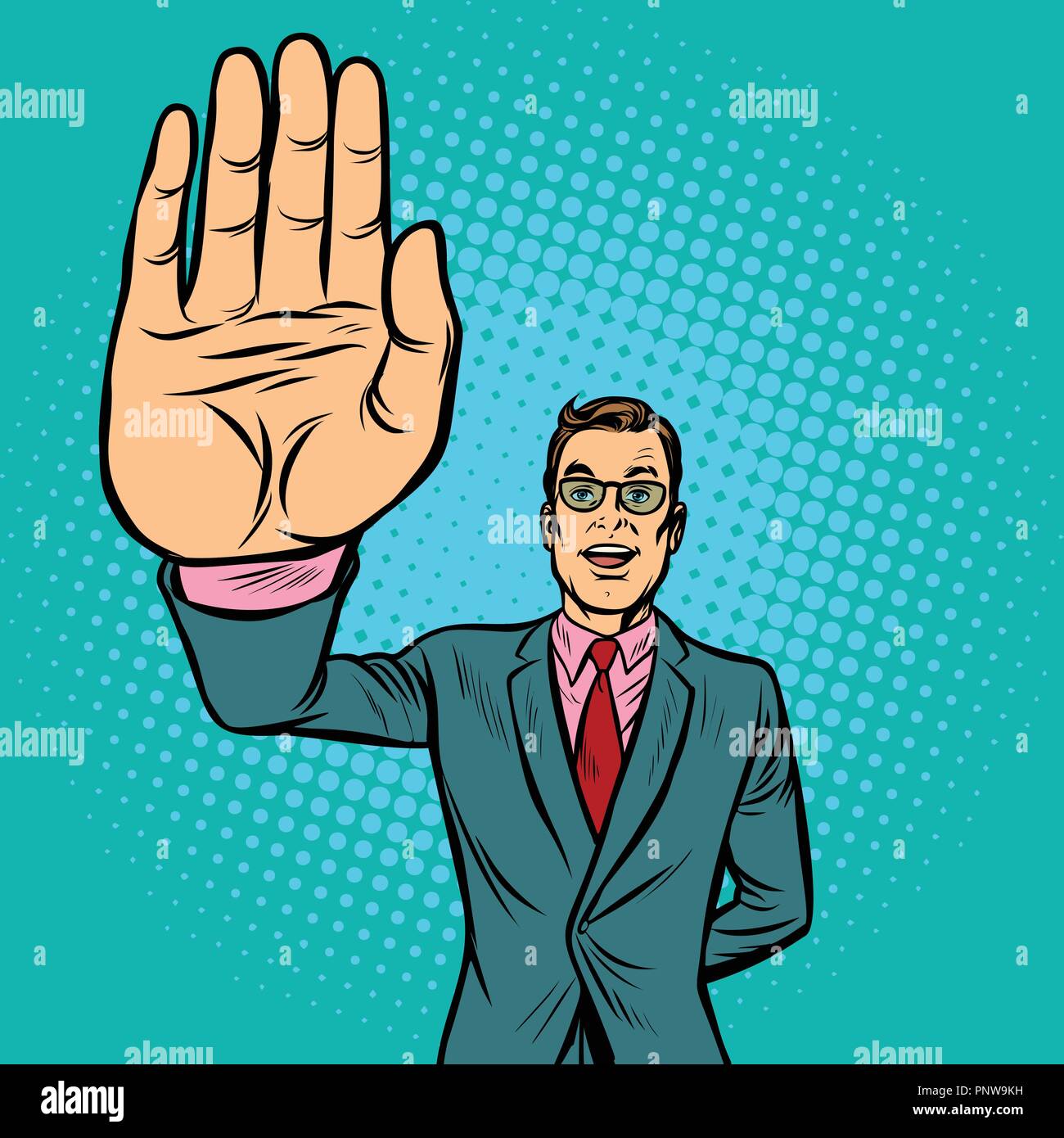 man stop hand gesture. Pop art retro vector illustration vintage kitsch ...