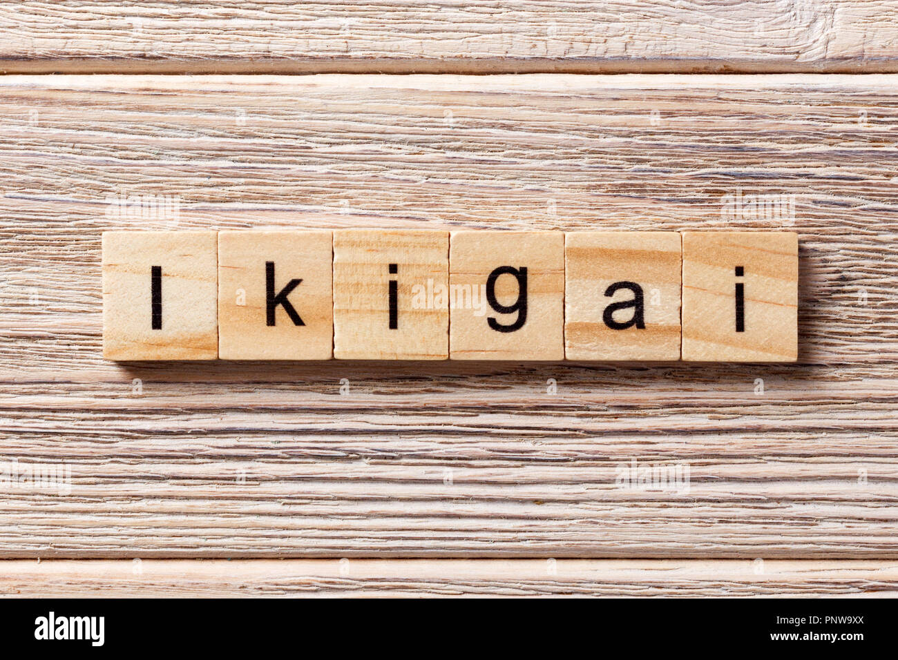 ikigai word written on wood block. ikigai text on table, concept Stock ...