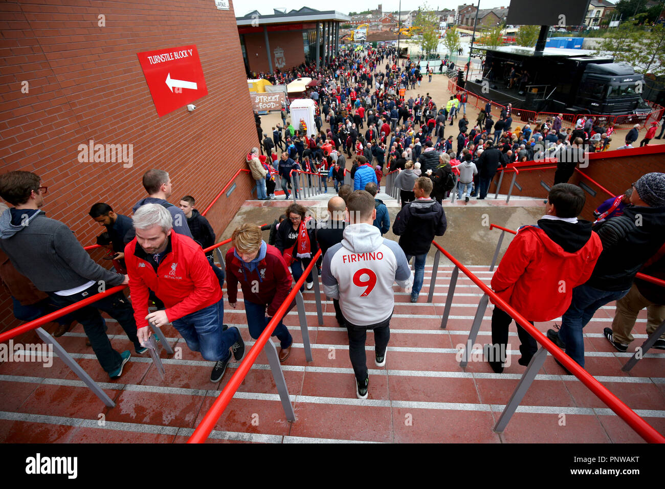 Liverpool fans enter the ground during the Premier League match at ...