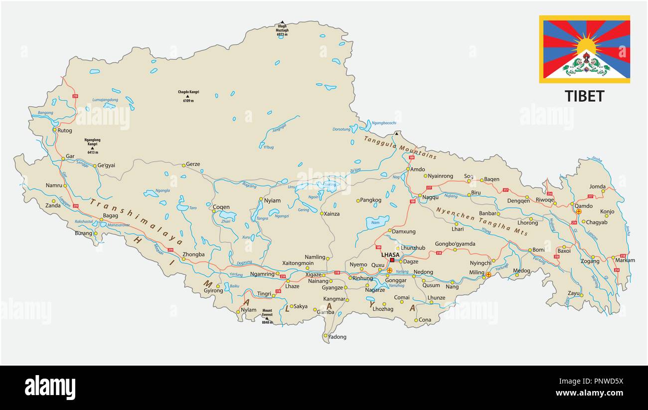 Detailed Map Of Tibet
