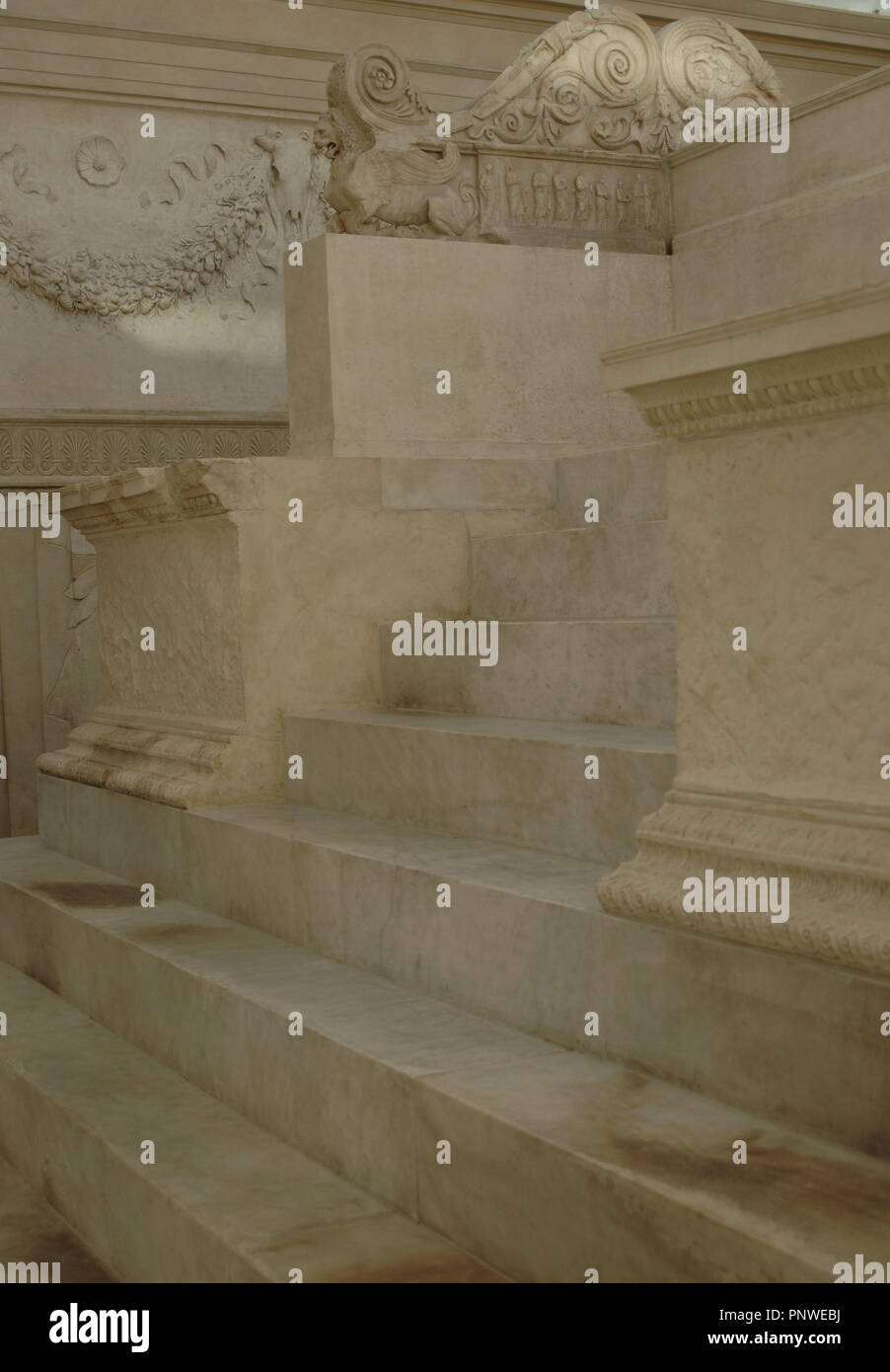 Roman Art. Italy. Ara Pacis Augustae. Marble staircase. Dated 13th ...