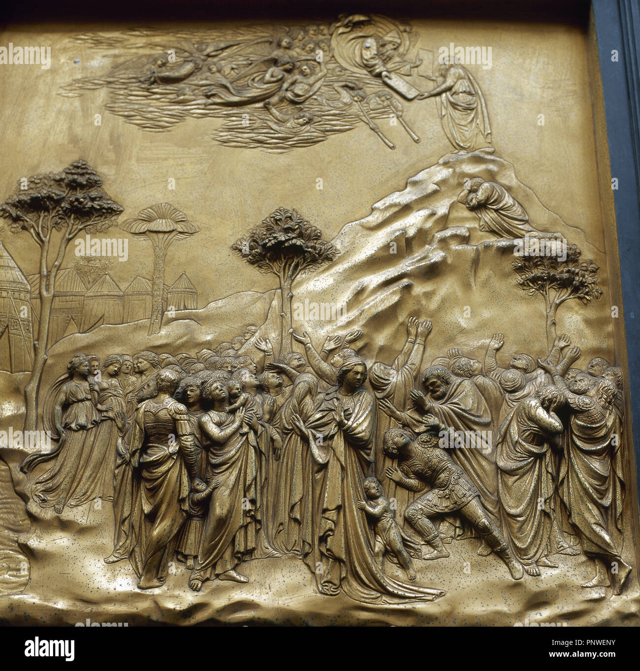 Relief depicting Moses with the Tablets of Law. By Lorenzo Ghiberti ...