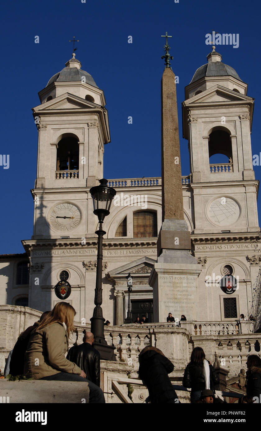 Italy. Rome. Obelisk in front of the Church of Santa Trinita dei Monti ...