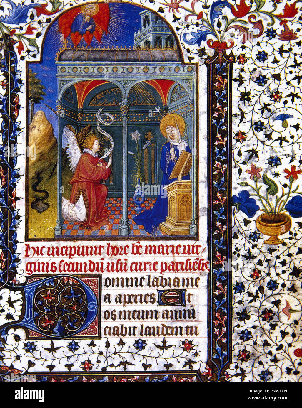 Annunciation of the Archangel Gabriel to Mary. Miniature. 13th century ...
