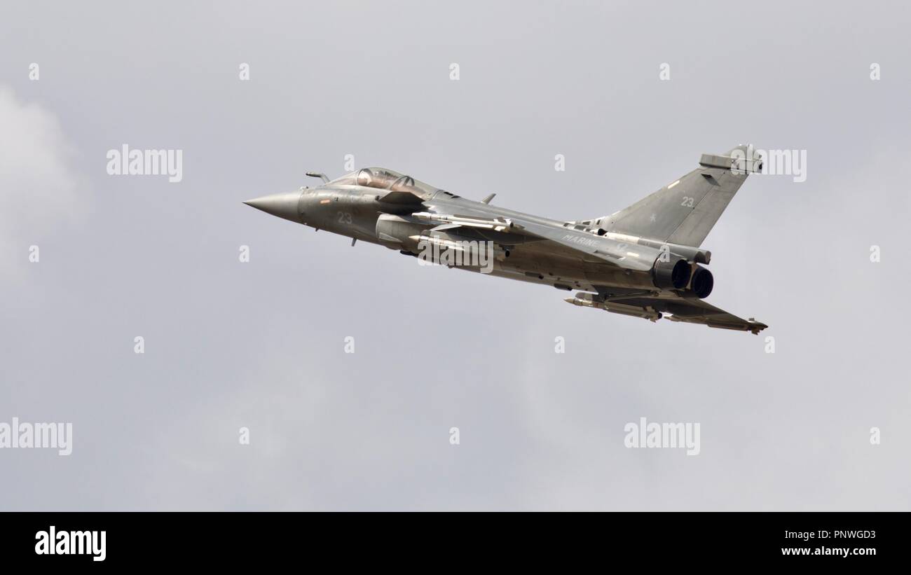 French Navy Rafale M multirole fighter jet flying at the 2018 Royal ...