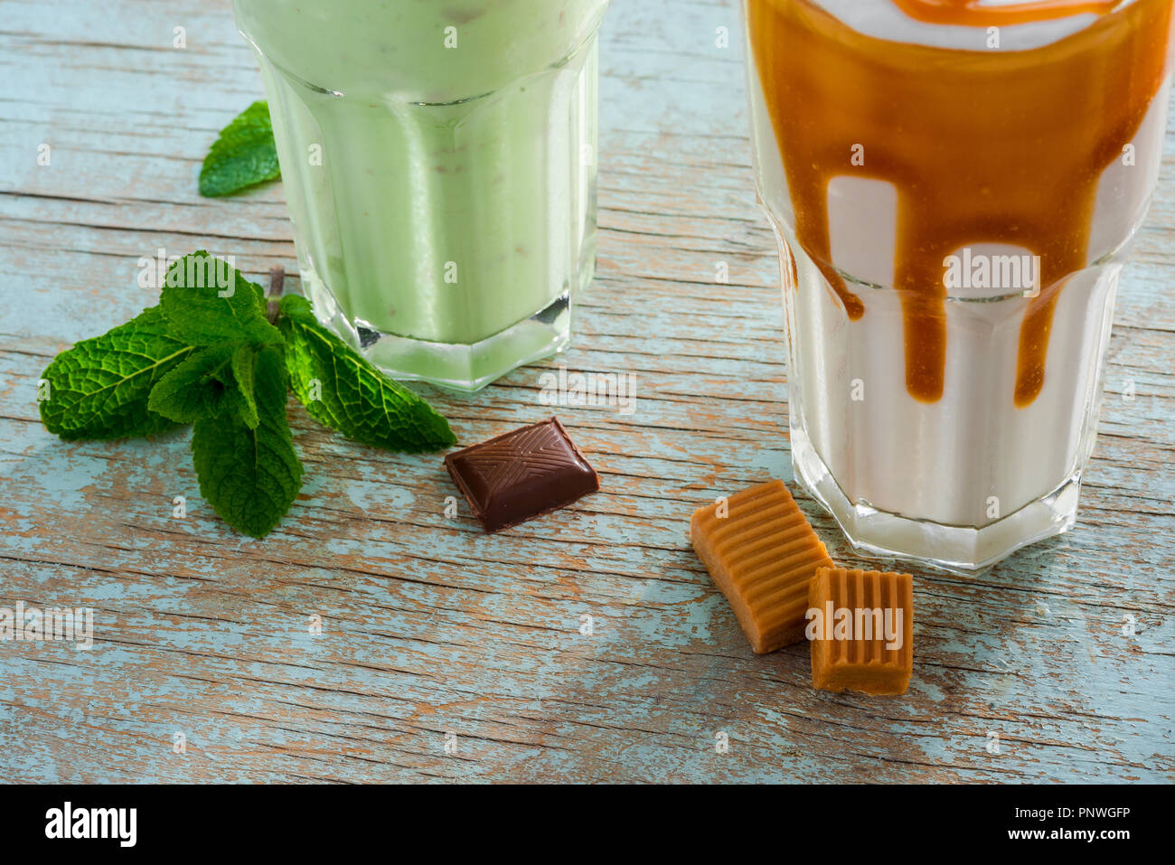 Preparation process of milkshakes Stock Photo - Alamy
