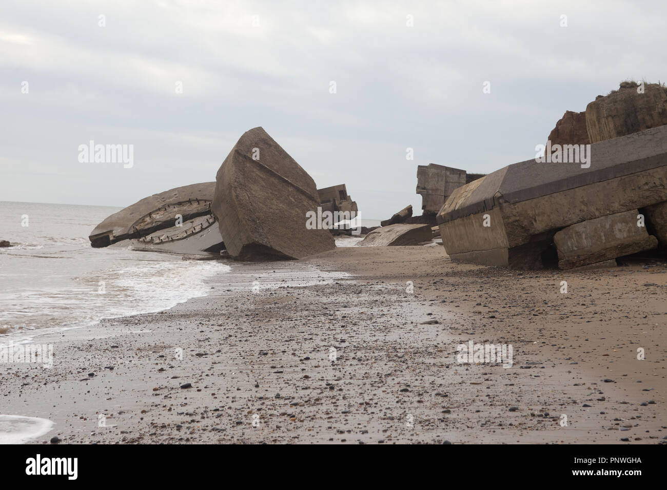 Second World War gun of Fort Godwin enplacement falling into the sea ...