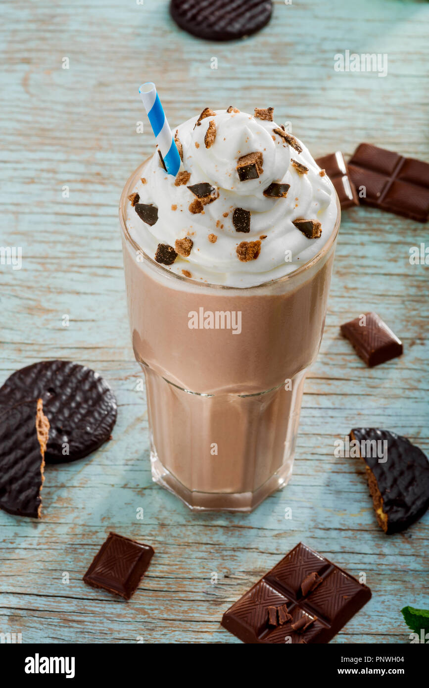 Cold sweet milkshake with cocoa Stock Photo - Alamy