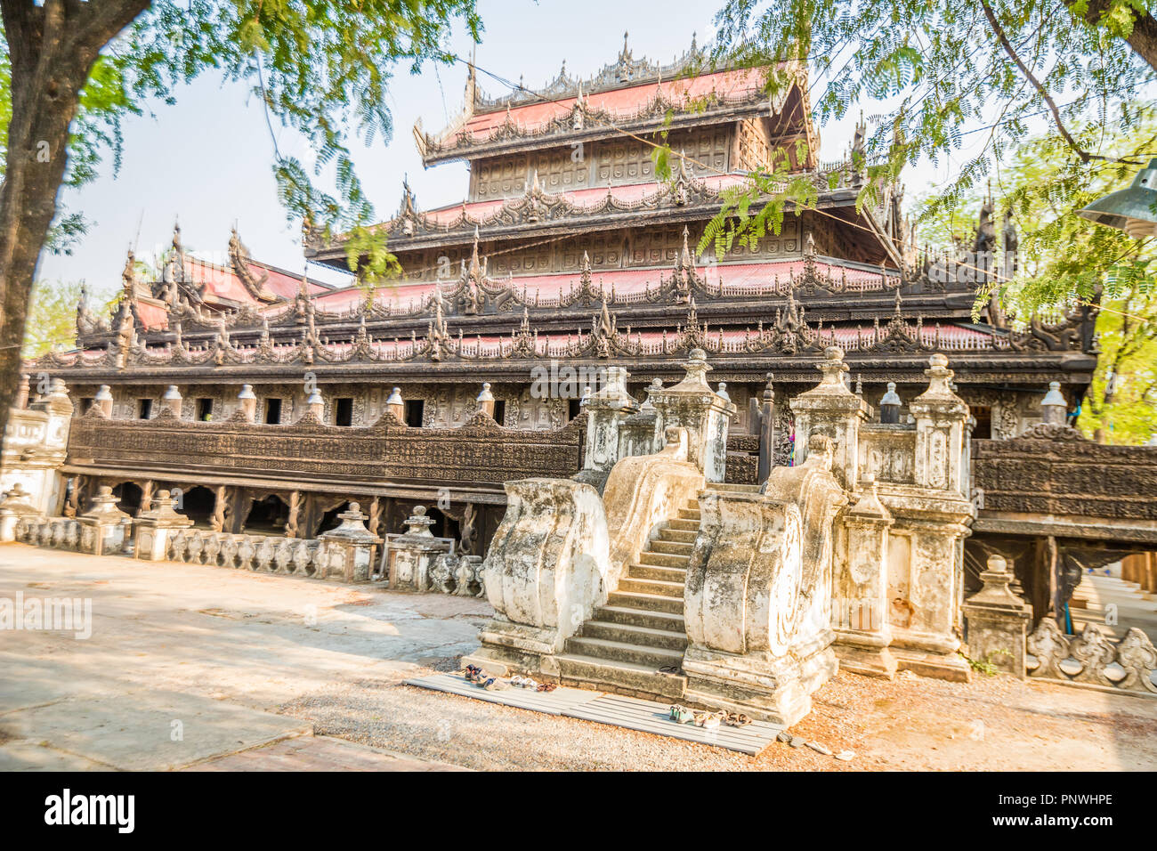 Teak wood monastery hi-res stock photography and images - Alamy
