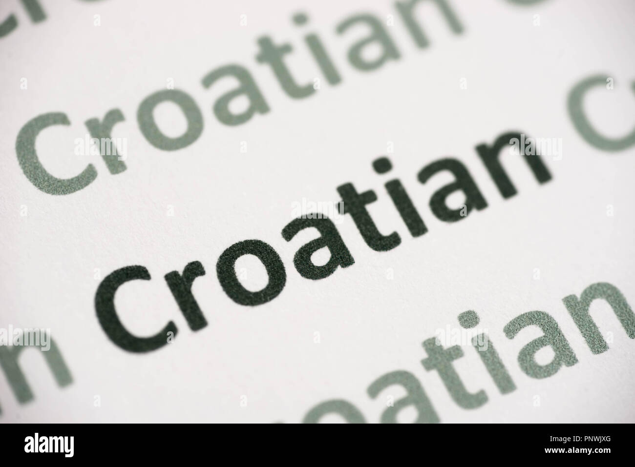 word Croatian language printed on white paper macro Stock Photo - Alamy