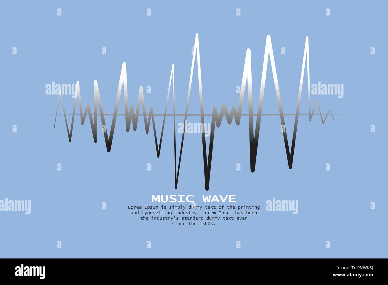 Music wave player logo. Black-white equalizer element on a blue ...