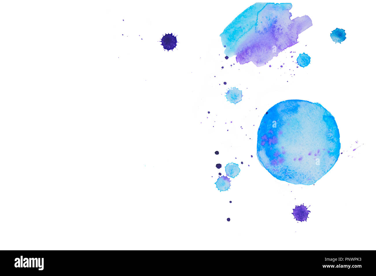 Blue watercolor spots isolated on white background Stock Photo - Alamy