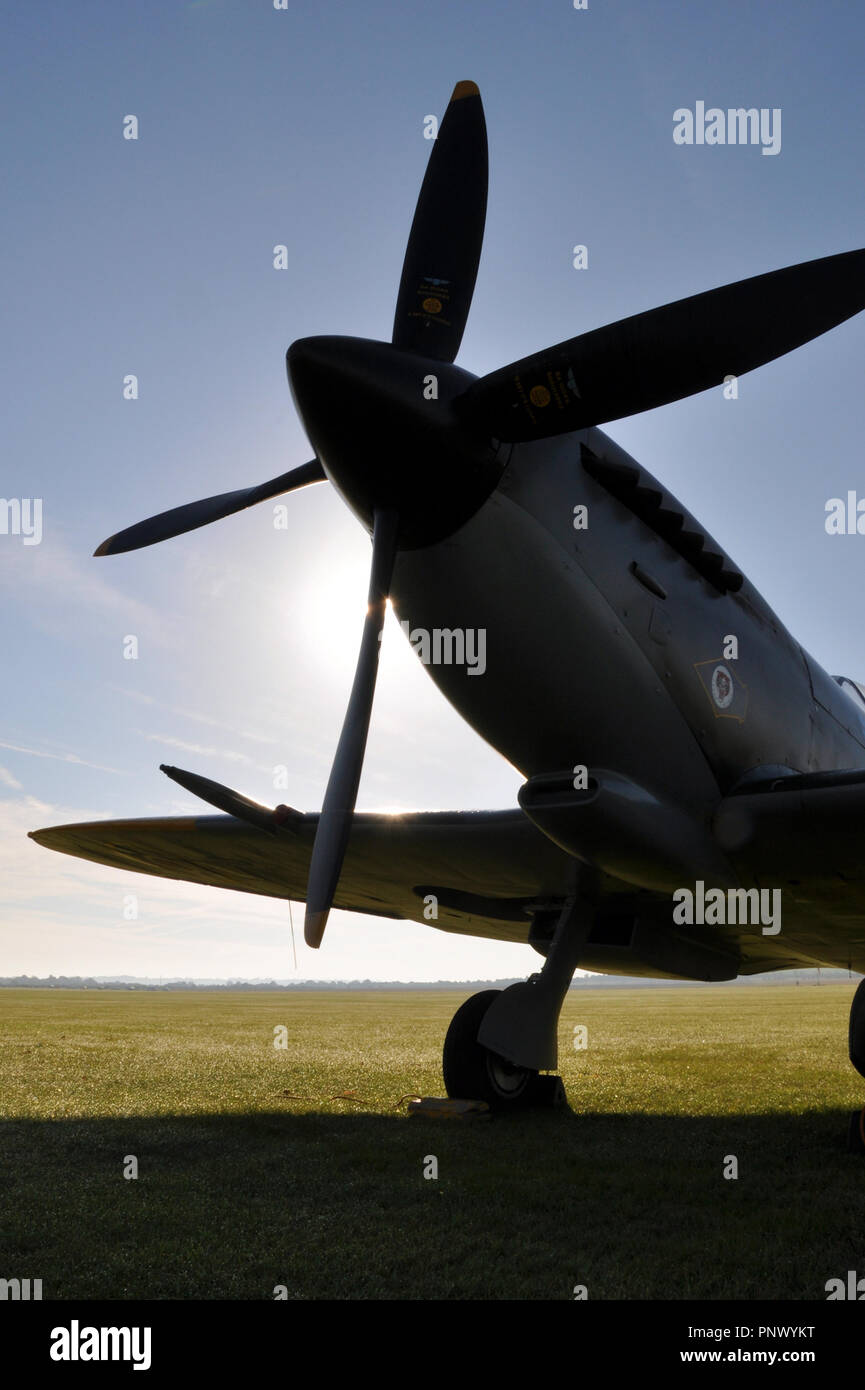 Supermarine Spitfire early in the morning on a sunny summer day with ...