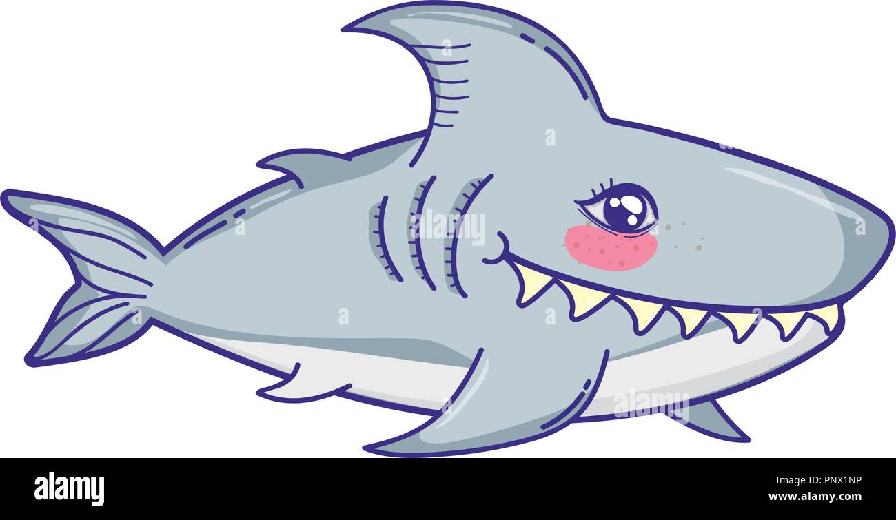cute shark tropical fish with teeth Stock Vector Image & Art - Alamy