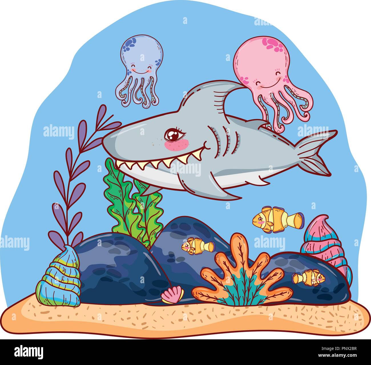 exotic sea animals with seaweed plants Stock Vector Image & Art - Alamy