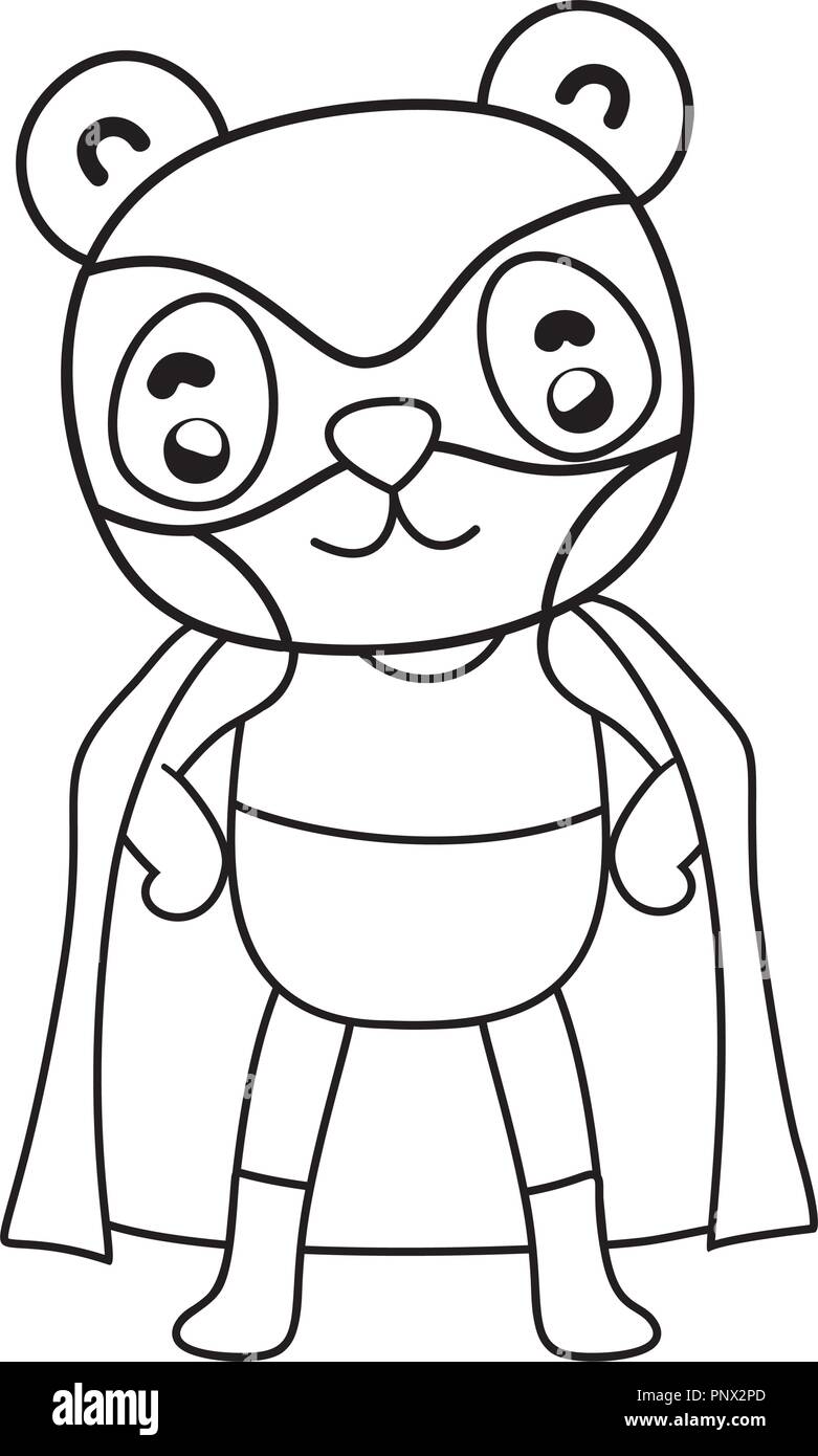outline panda head wearing mask to superhero costume Stock Vector Image ...