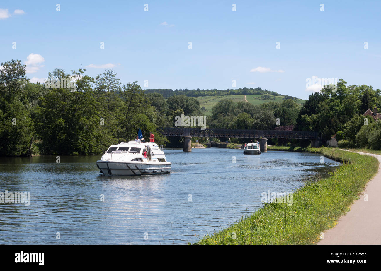 Le Boat self drive canal boat on the Canal du Nivernais, near ...